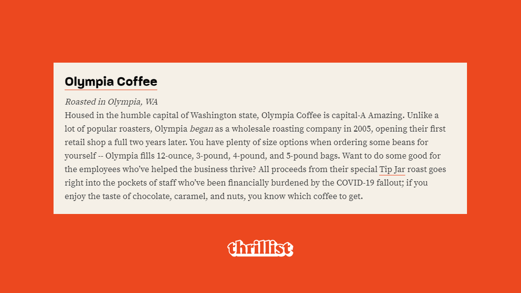 2020 Best Coffee Home Delivery: Olympia Coffee - Thrillist – Olympia ...